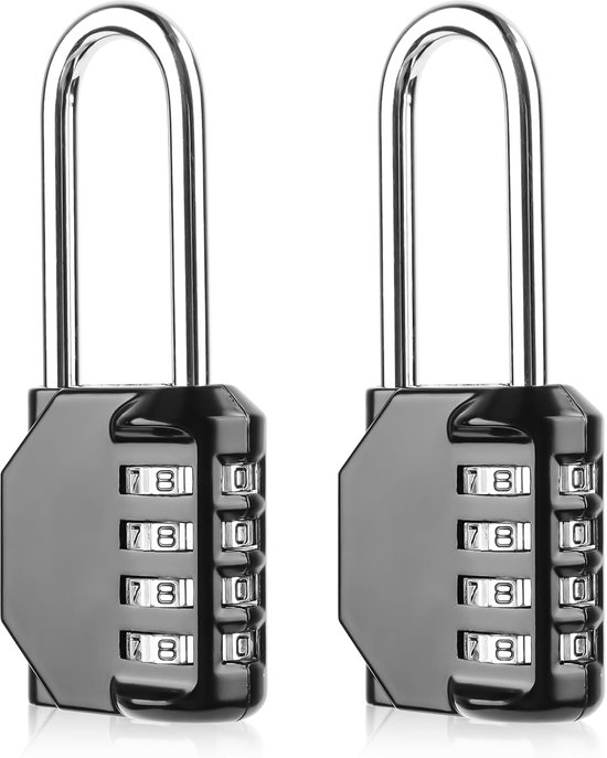 2 stuks cijferslot - hangslot met cijfercode - lange beugel - 4 ...