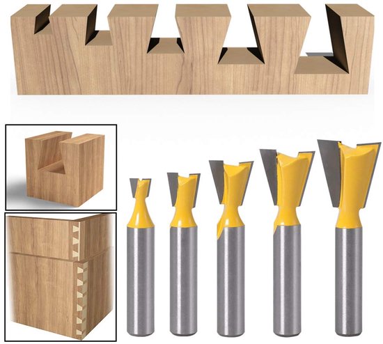 WSOOX 5 Piece Dovetail Router Bit Sets Dovetail Common Router Bit Set ...