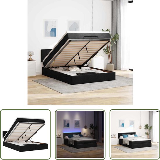 vidaXL Ottoman Bed - Bedpoef - Bed poef met matras en LED's stof ...
