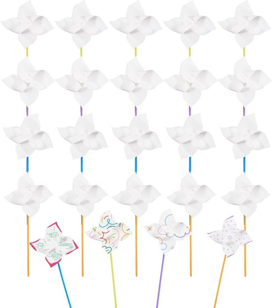 24 Sets DIY Pinwheels - Craft Papier Pinwheels - Blank Wit Craft Kits ...
