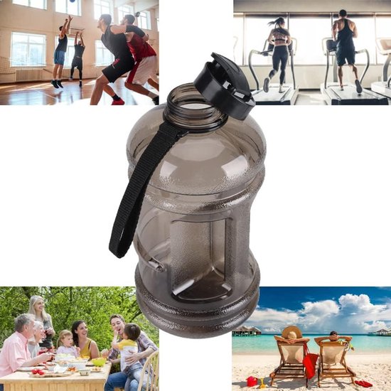 Waterfles Sport - Grote BPA-vrije 2.2L Fles voor de sportschool (Zwart ...