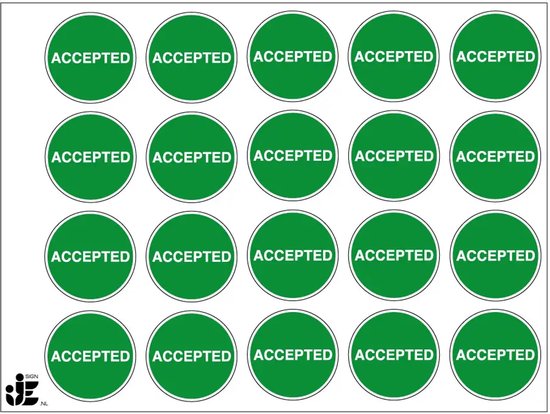 Accepted stickers - op vel - 3 cm - 20 stickers per vel | bol