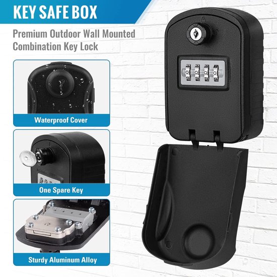 Safe Key Box [New Generation] Large Outdoor Key Box with 4 Code and ...