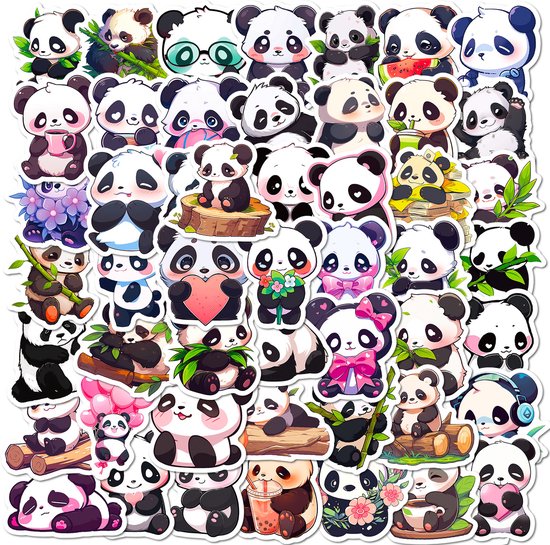 Mini panda boekstickers - Laptop stickers - plakstickers - 50 mini ...