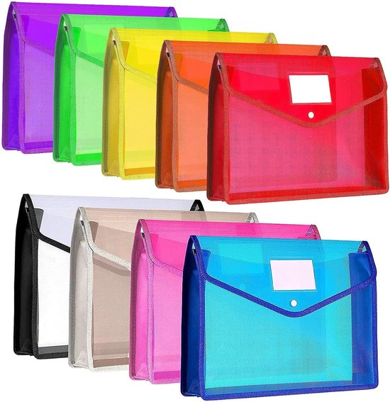9 stuks waterdichte documentenmap A4, kunststof envelopmap, zichttas ...