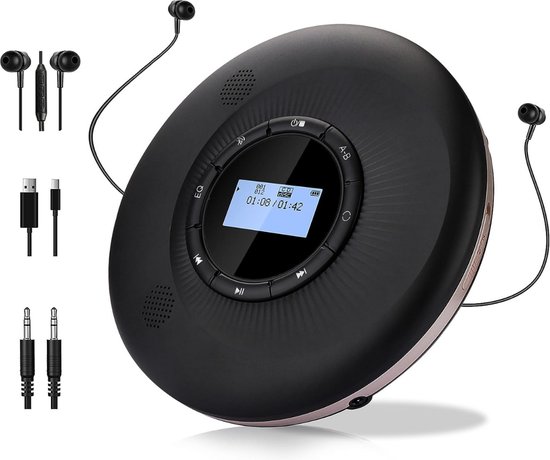 Discman - CD speler - Anti shock - Oplaadbaar - Bluetooth - Inclusief ...