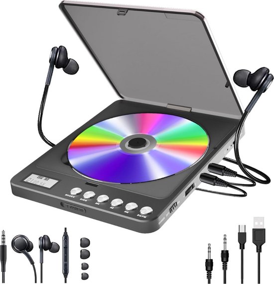 Discman - CD speler - Anti shock - Oplaadbaar - Bluetooth - Inclusief ...