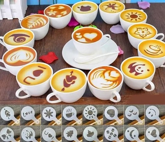 Koffie Decoratie Herbruikbare Stencils - 16 Stuks - Templates - Barista ...