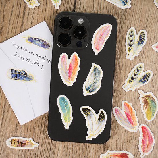 Set met 46 stickers - Veertjes - Sticker feather - Veren - Veer ...