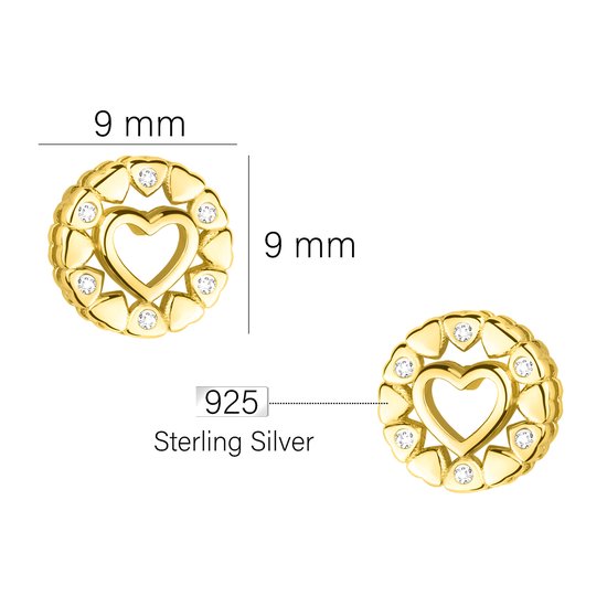 Sofia Milani - Dames Oorbellen 925 Zilver - Harten Cirkel Oorstekers | bol