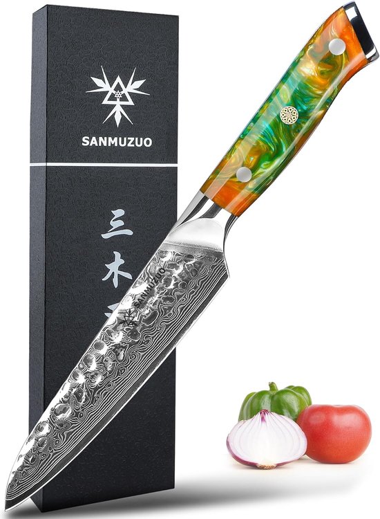 Damascus mes - universeel mes 13 cm, extreem scherp keukenmes Fruit en ...