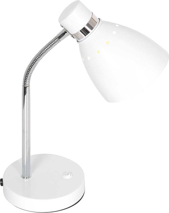Retro bureaulamp Spring | 1 lichts | wit | metaal | 33 cm hoog | Ø 13 ...