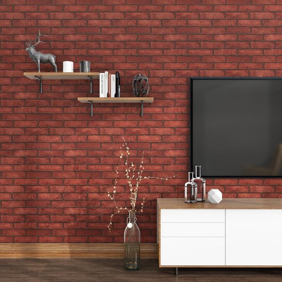 Baksteenbehang 3D-effect zelfklevend slaapkamerbehang 40 cm x 300 cm ...