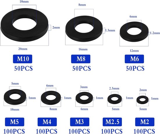 650pcs Nylon platte sluitring Platte plastic sluitringen Ronde platte ...