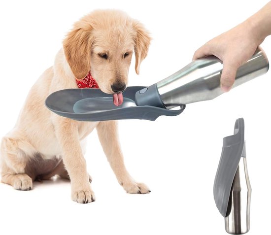 Waterfles voor honden, 750 ml roestvrijstalen hondendrinkfles voor op ...