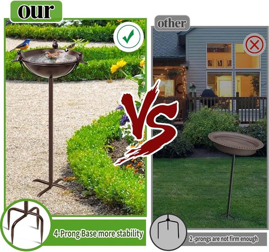 Metalen vogelbad voor in de tuin, voor wilde vogels, waterbad met 3 ...