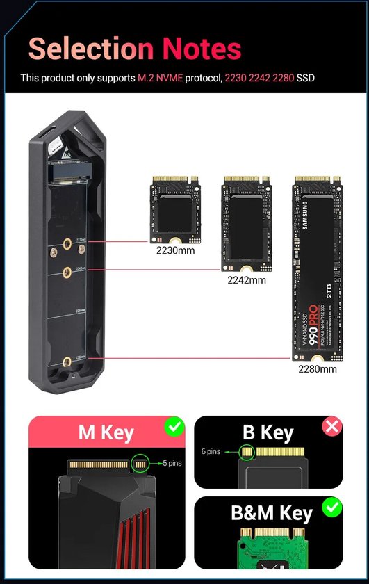 Unionsine M.2 Ssd Behuizing Nvme 10Gbps Pcie Ssd Box Voor Nvme Pcie Ssd ...