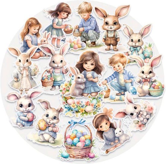 52 stuks schattige stickers konijn - konijnen - konijntjes - pasen | bol