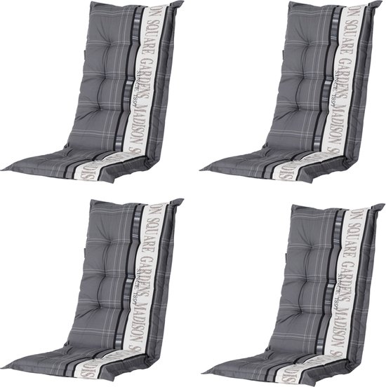 Madison - Kussen lage rug garden grey - 105x50 - Grijs - 4 Stuks | bol