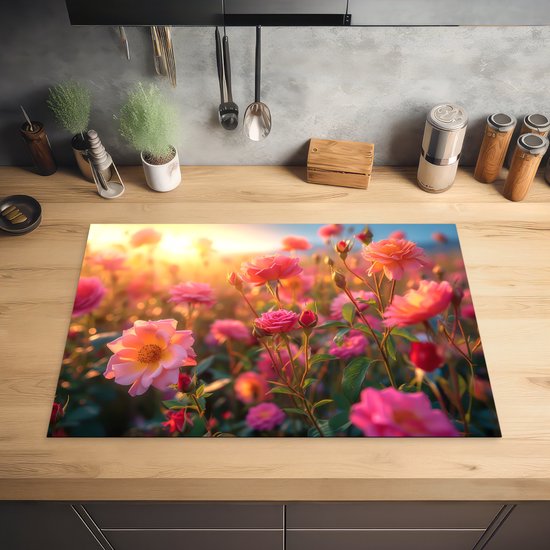 KitchenYeah® Inductie beschermer 74x48 cm - Rozen - Bloemen - Roze ...