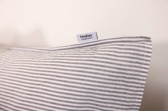 Linolux Dekbedovertrek Vintage Stripe White/Anthracite 1 persoons | bol