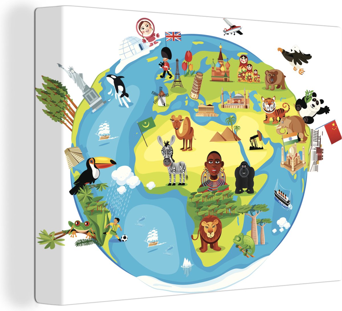 Une illustration de dessin animé d'une carte du monde ronde | Carte du ...