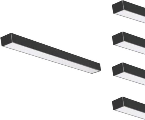 LED-balk 120cmx5cm 48W hangend ZWART (5 stuks) - Koel wit licht | bol.com