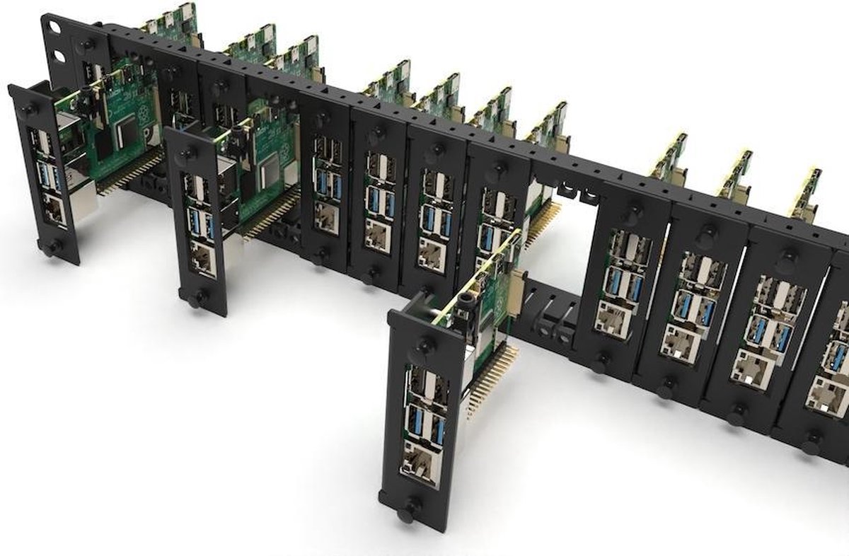 19 inch rack mount 2U for 16x RASPBERRY Pi FRONT REMOVABLE | bol