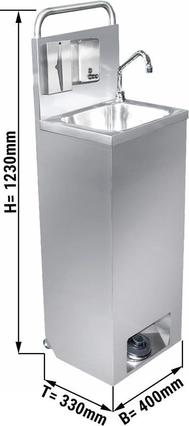 Mobiele handwasbak - afmetingen wasbak: 400 x 300 mm met dispenser voor ...