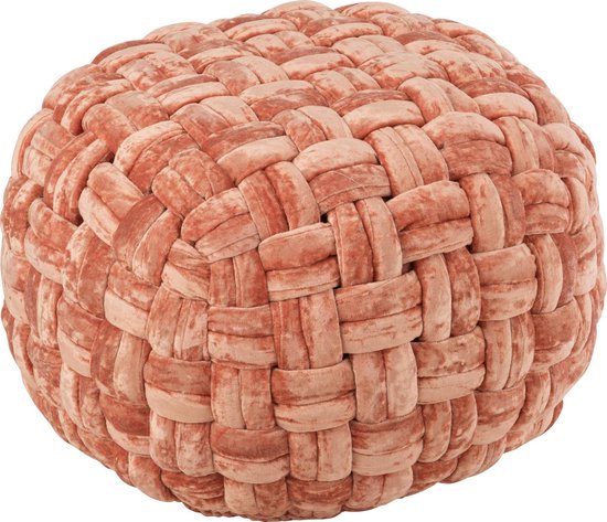 J-Line Poef Gehaakt Viscose Rond Roze/Oranje | bol.com