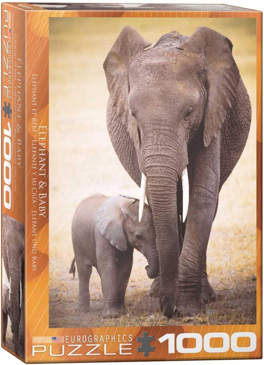 Puzzel - Olifant met kalf - 1000st. | bol.com
