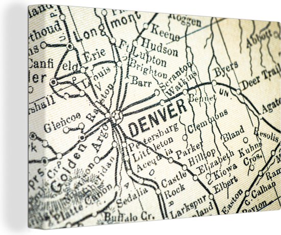 Illustration d'une carte de Denver toile 140x90 cm - Tirage photo sur ...