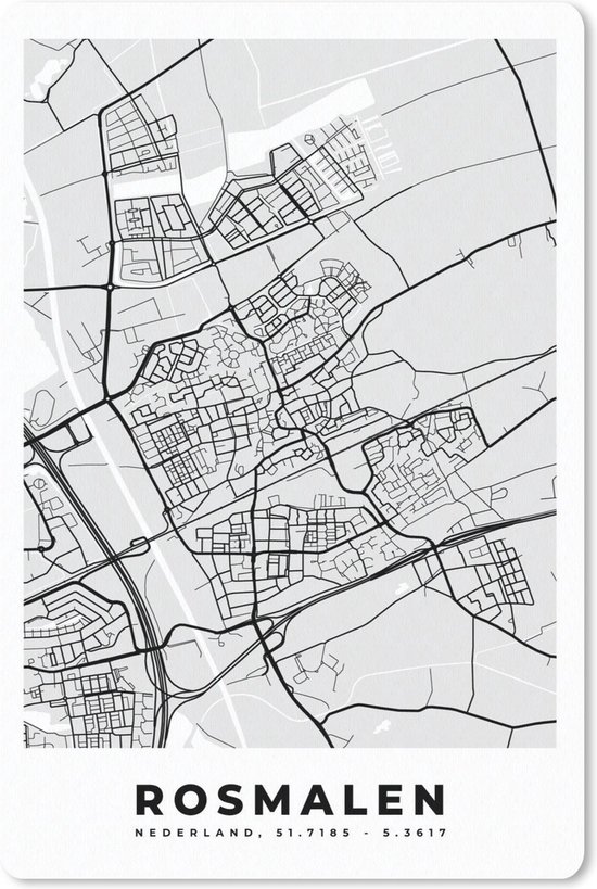 Stadskaart - Rosmalen - Grijs - Wit - Plattegrond | bol.com