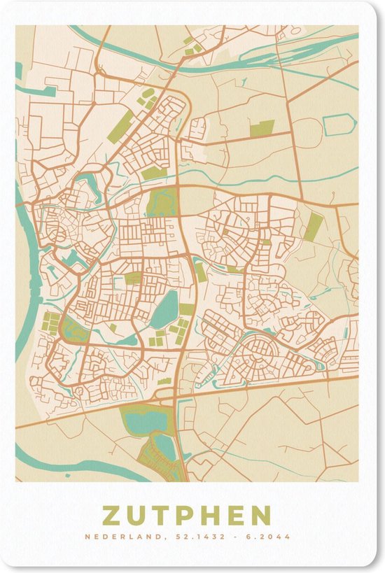 Plattegrond - Zutphen - Vintage - Stadskaart | bol.com