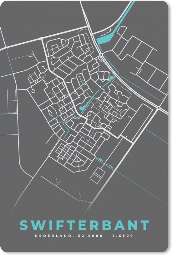 Stadskaart - Swifterbant - Grijs - Blauw - Plattegrond | bol.com