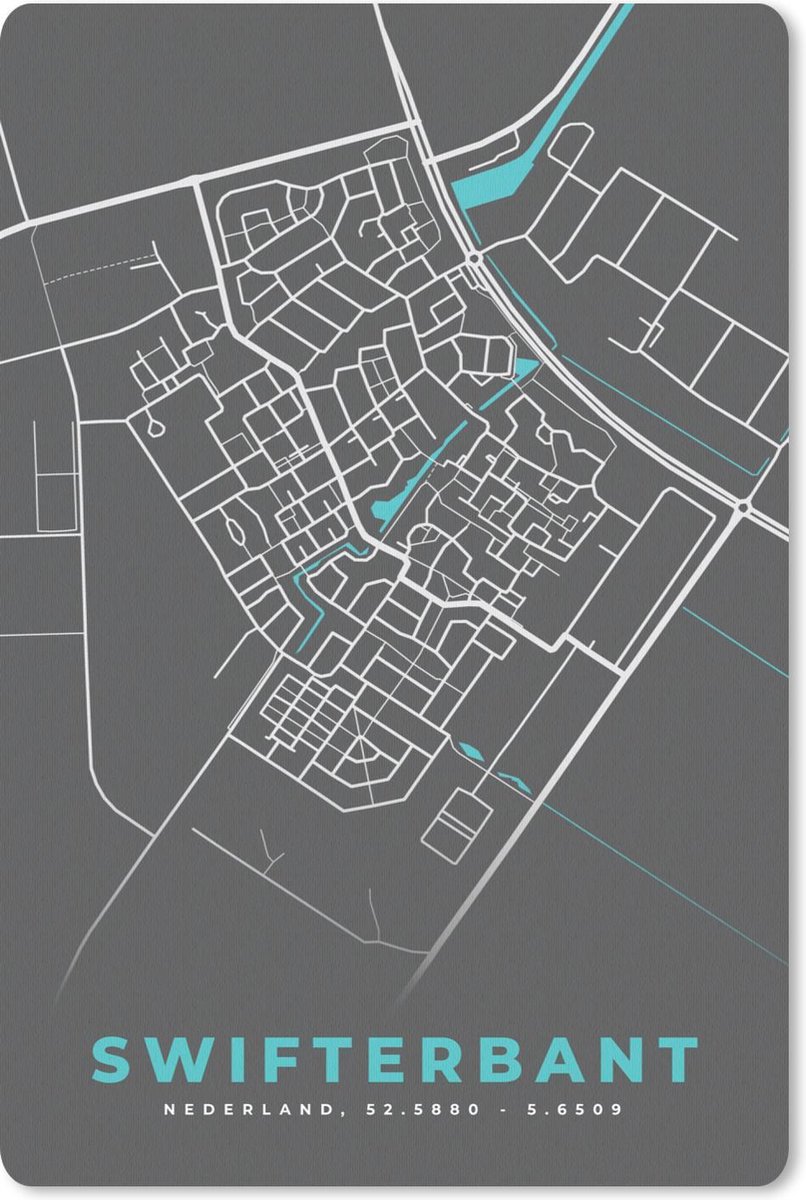 Stadskaart - Swifterbant - Grijs - Blauw - Plattegrond | bol.com