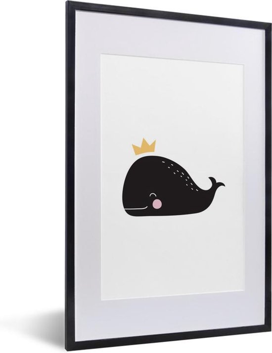 Fotolijst incl. Poster - Walvis - Kroon - Illustratie - Kinderkamer ...