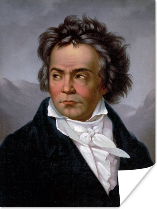 Vintage portret van Beethoven 90x120 cm - Foto print op Poster ...