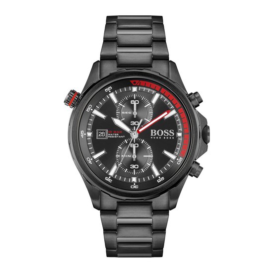 Hugo Boss Globetrotter 1513825 Horloge - Staal - Zwart - Ø 45 mm | bol