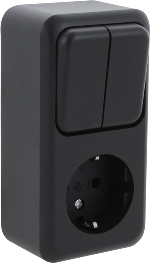 Q-Link Stopcontact met Serieschakelaar – Opbouw Stopcontact – Zwart ...