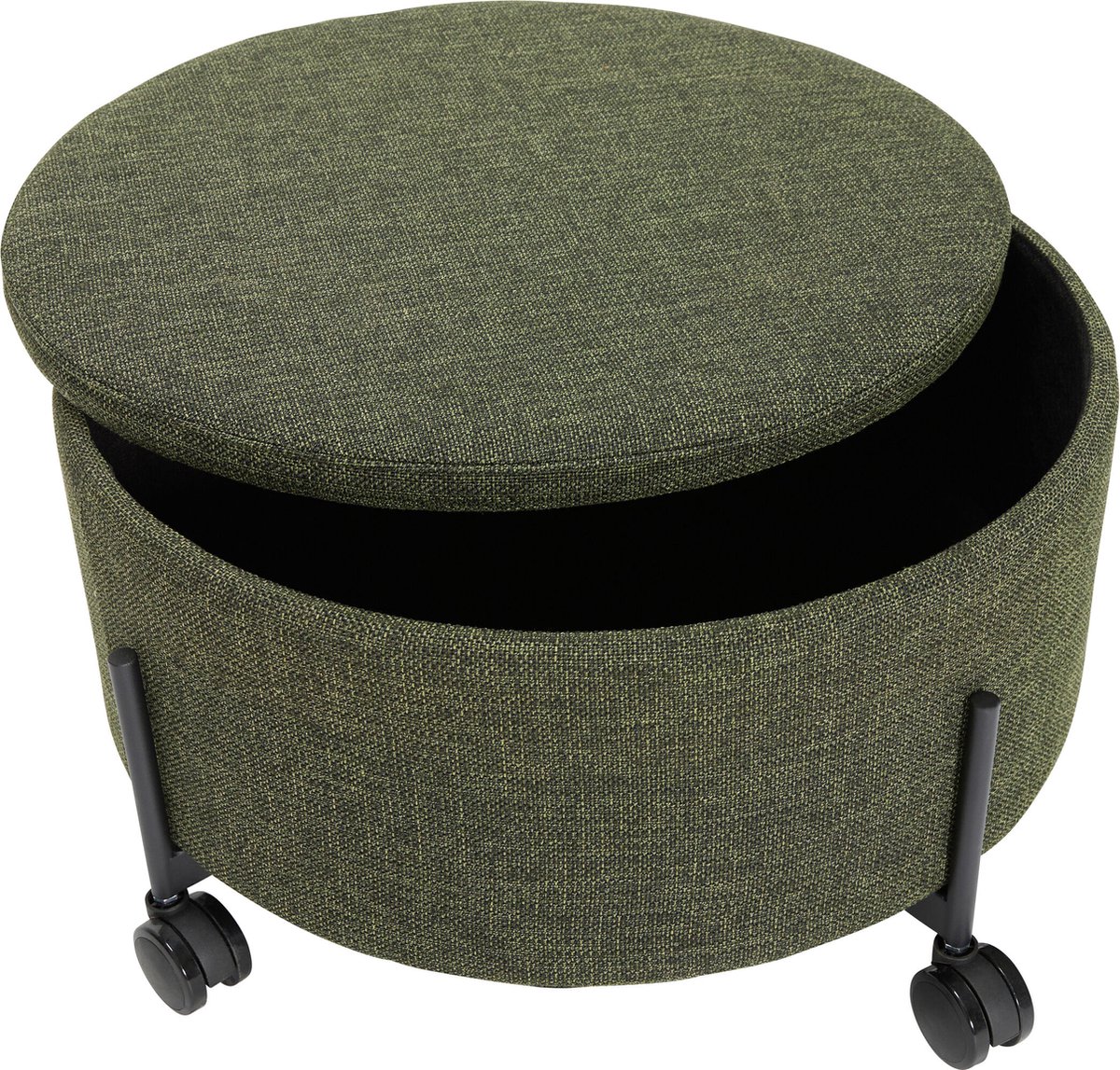 HÜBSCH INTERIOR - CONTAIN Large groene hocker met wieltjes en ...