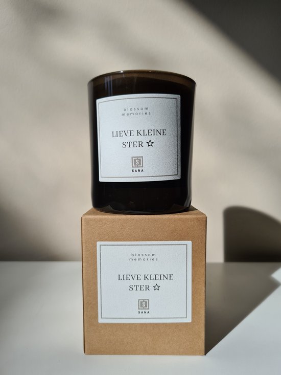 Herdenkingskaars - Geurkaars - ZWART - LIEVE KLEINE STER - 45 Branduren ...
