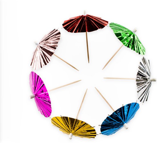 Parasol picks metallic multicolours, 10 stuks | bol