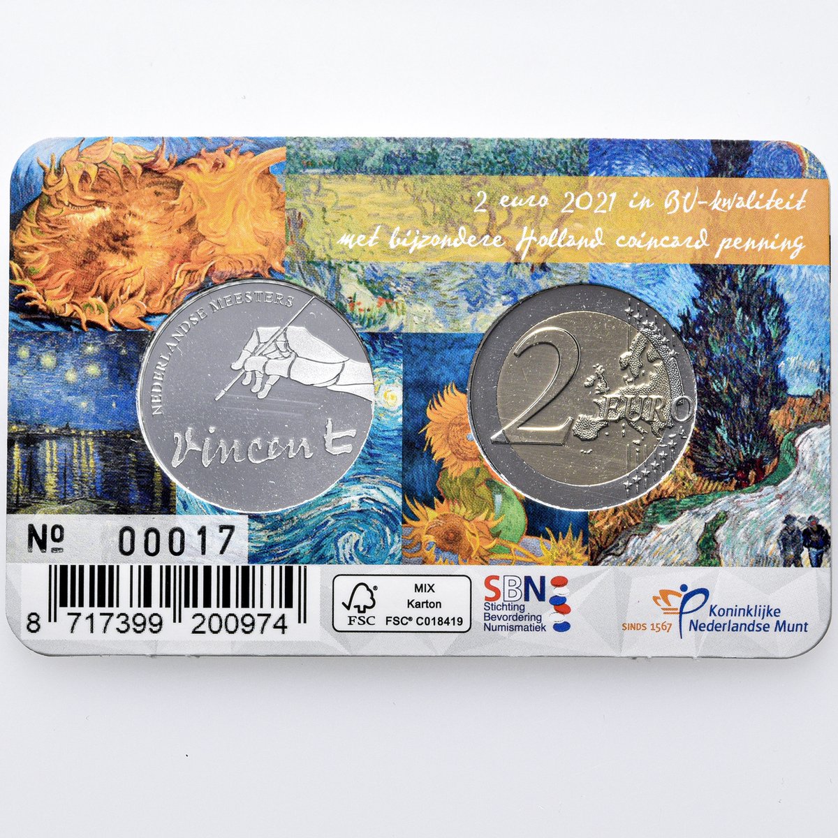 Nederland Holland HCF Vincent Van Gogh 2021 coincard met zilveren ...