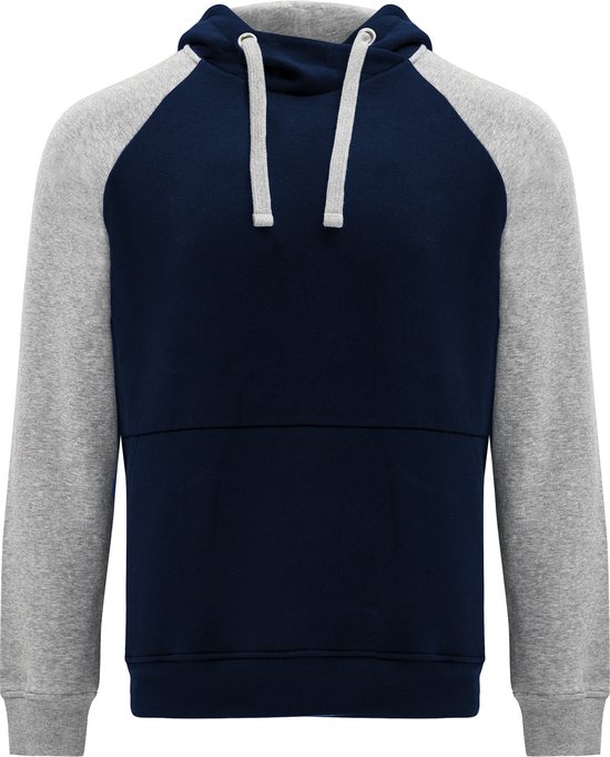 Grijs / Donker Blauwe Hoodie met raglan mouwen model Badet merk Roly ...