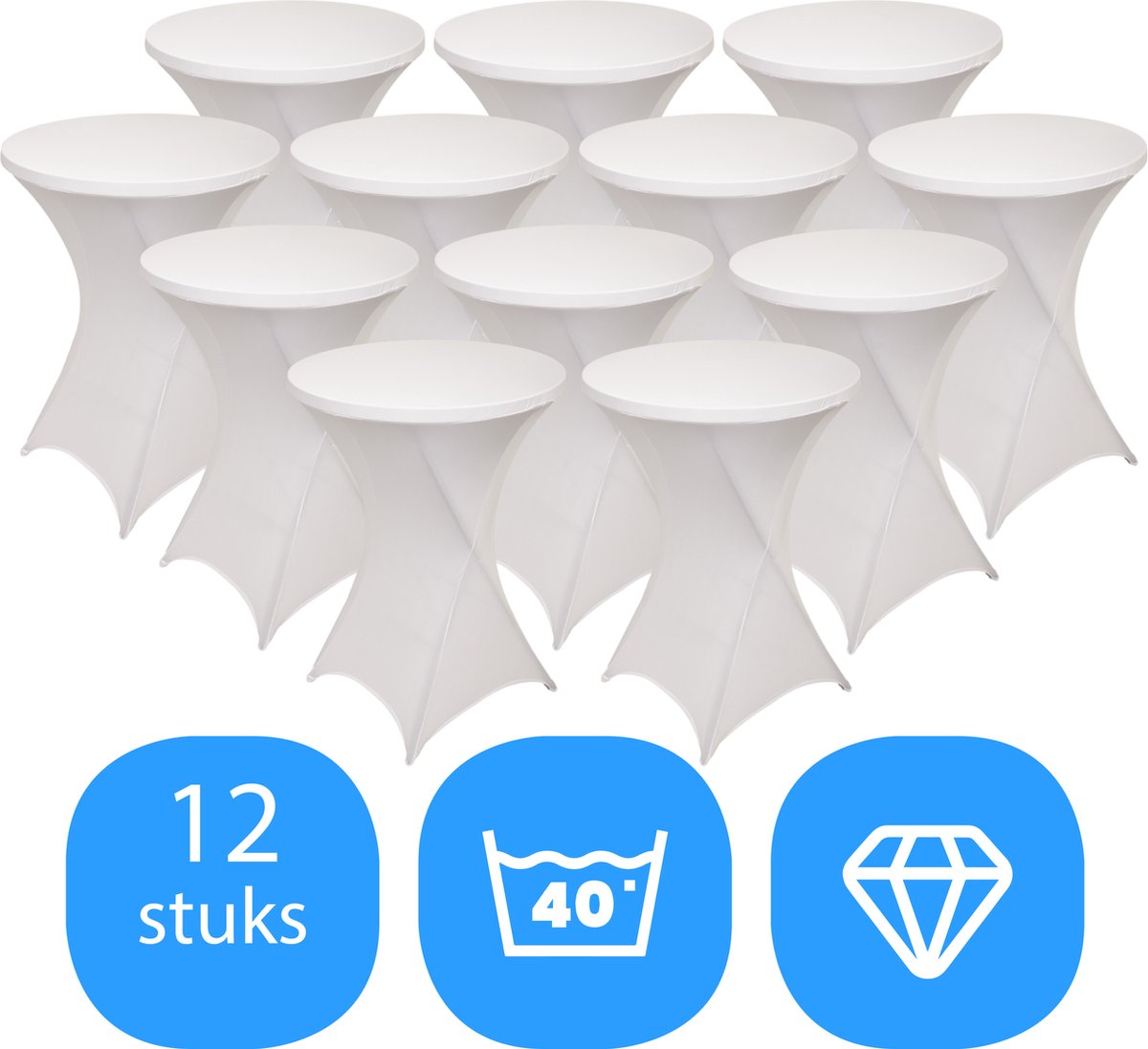 Statafelrok Wit x 12 – ∅80-85 x 110 cm – Statafelhoes Stretch 12 Stuks – Tafelhoezen... | bol.com