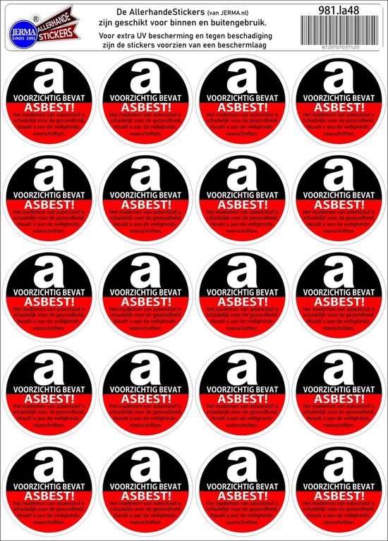 Asbest sticker set 20 stuks | bol