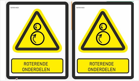 Pas op Roterende onderdelen sticker set 2 stuks. | bol.com