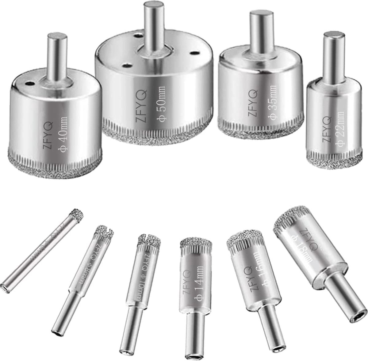 ZFYQ Diamantboor Set, 10 Stuks Diamantgatenzaag voor het Boren van Glas ...