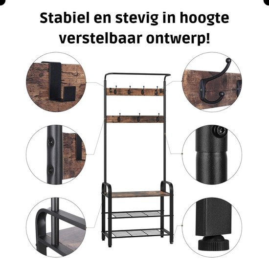 Kapstok Staand Met Schoenenrek - Kapstok Met Plank - Kapstok Met Bankje ...
